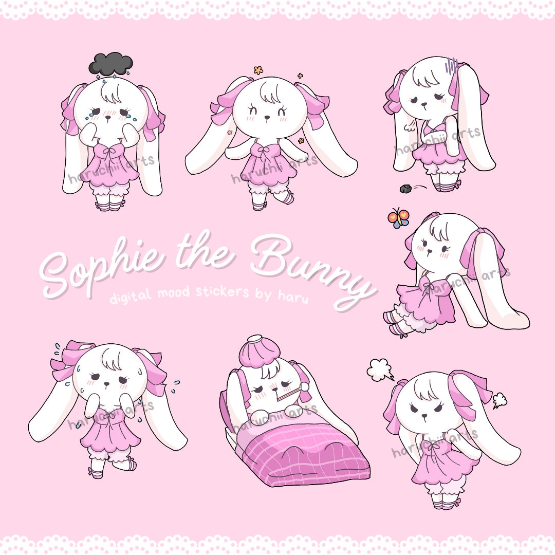 Sophie the Bunny Mood Stickers | Digital Stickers for Journal/planner ...