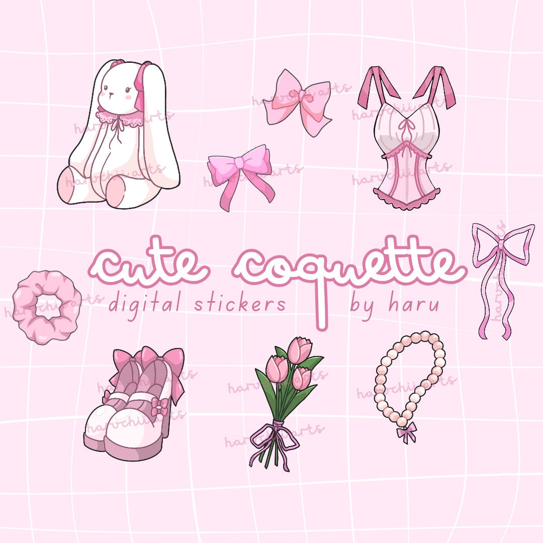 Cute Coquette Digital Stickers | Downloadable PNG and Goodnotes Files ...