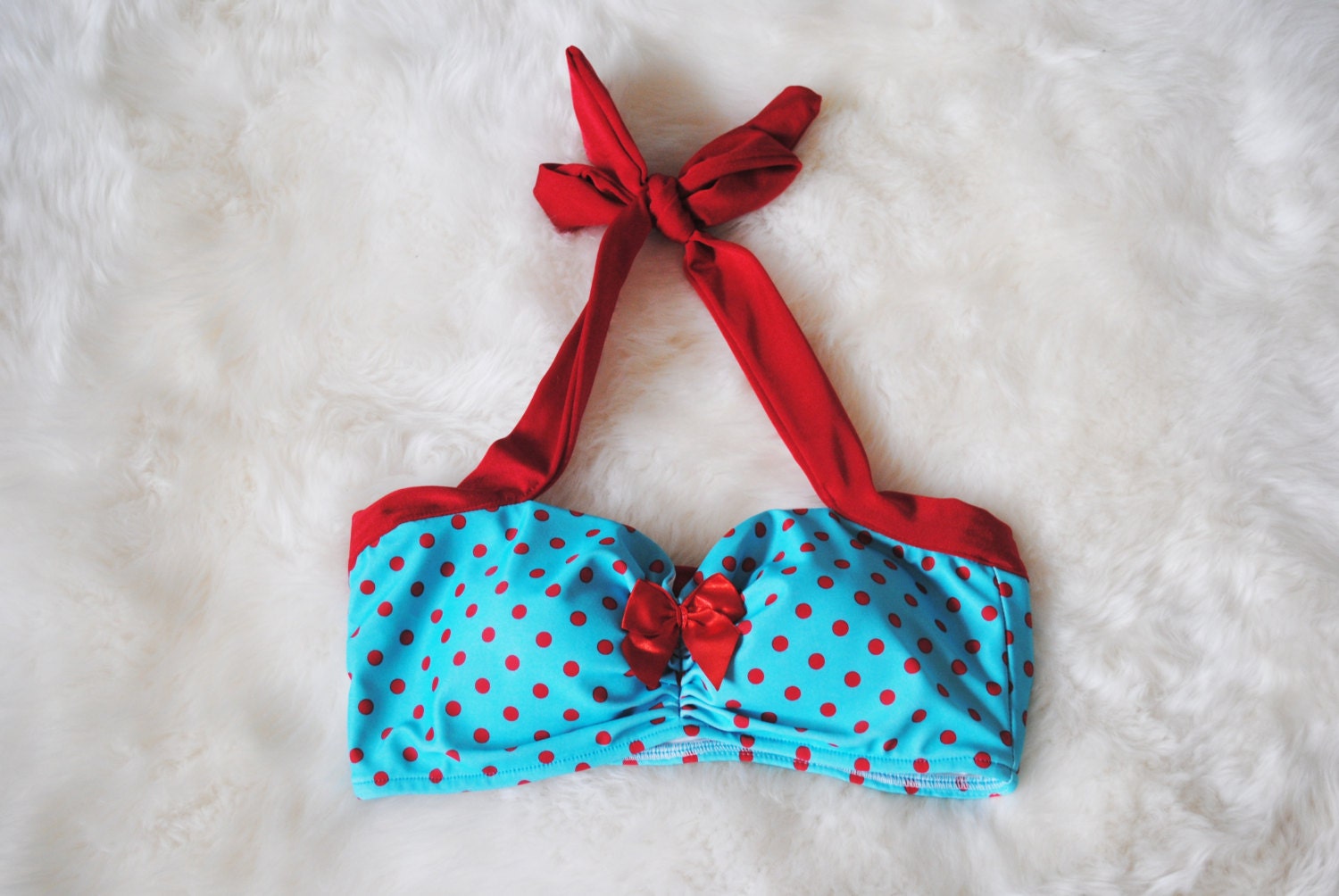 The Dottie ... Teal and Red Polka Dot Two Piece Pin up High Waist ...