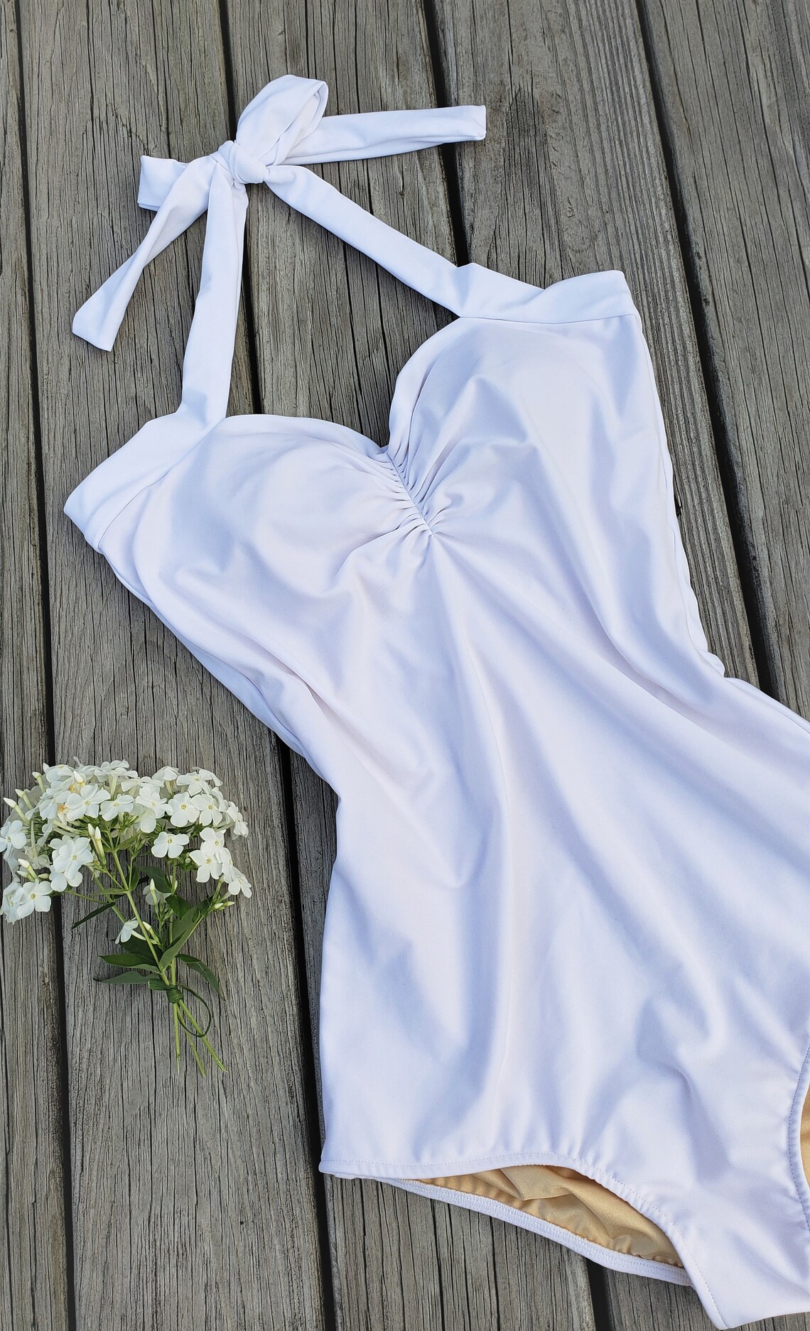 Classic Retro One Piece in Solid White - Etsy