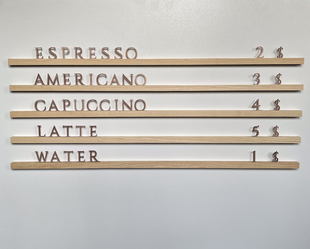 Coffee Shop Bar Sign, Wooden Letter Board, Cafe Menu Holder, Acrylic ...