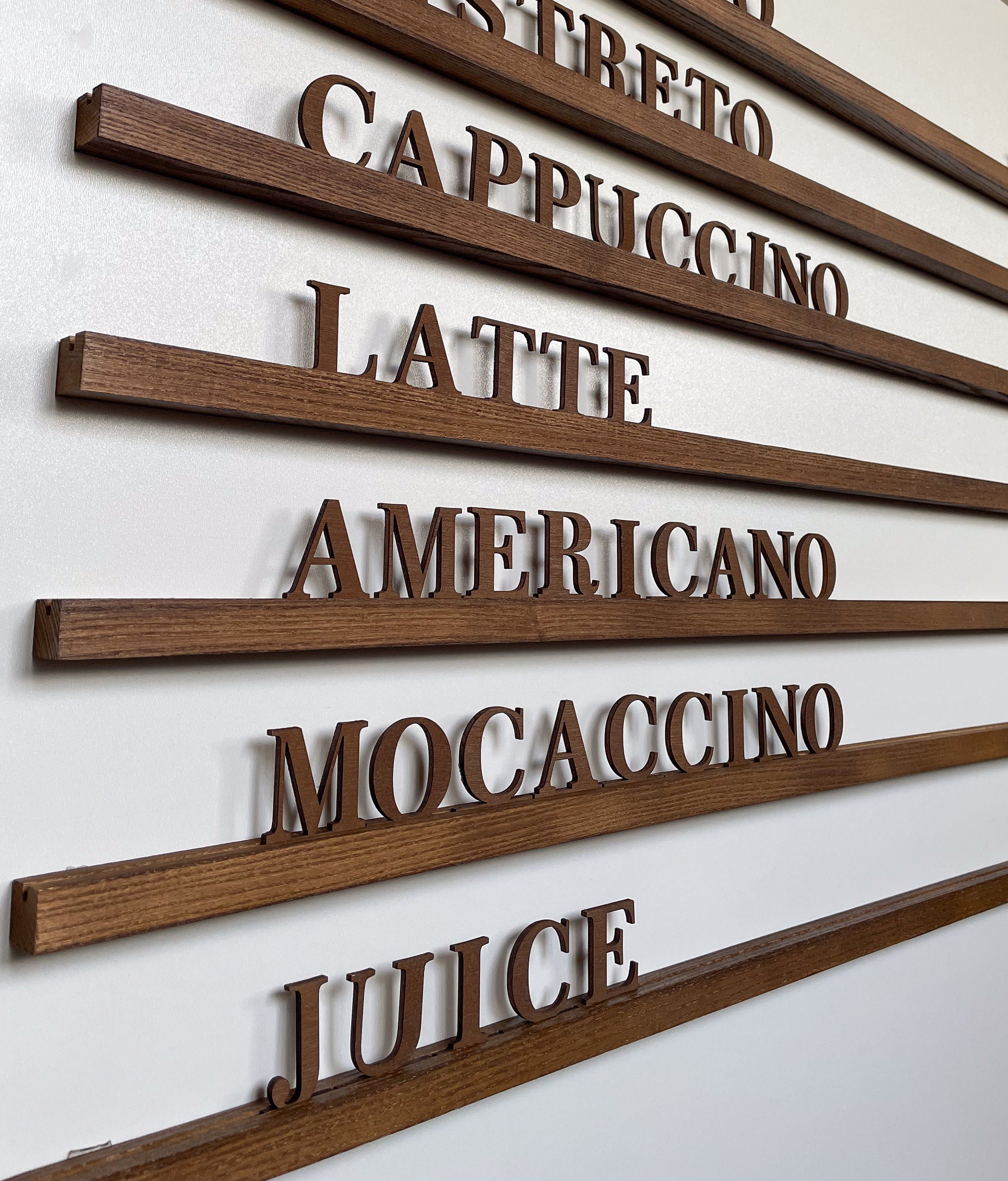 Wall Mounted Menu Rails With Changeable Letters, Wood Wall Menu Board ...