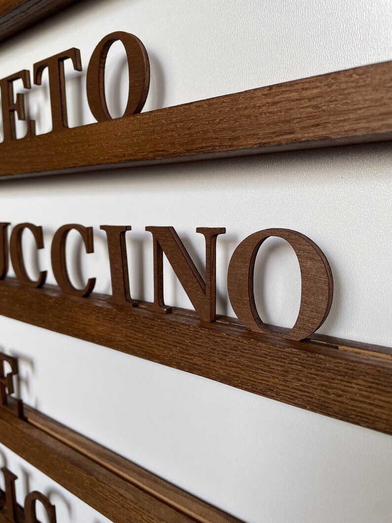 Wall Mounted Menu Rails With Changeable Letters, Wood Wall Menu Board ...