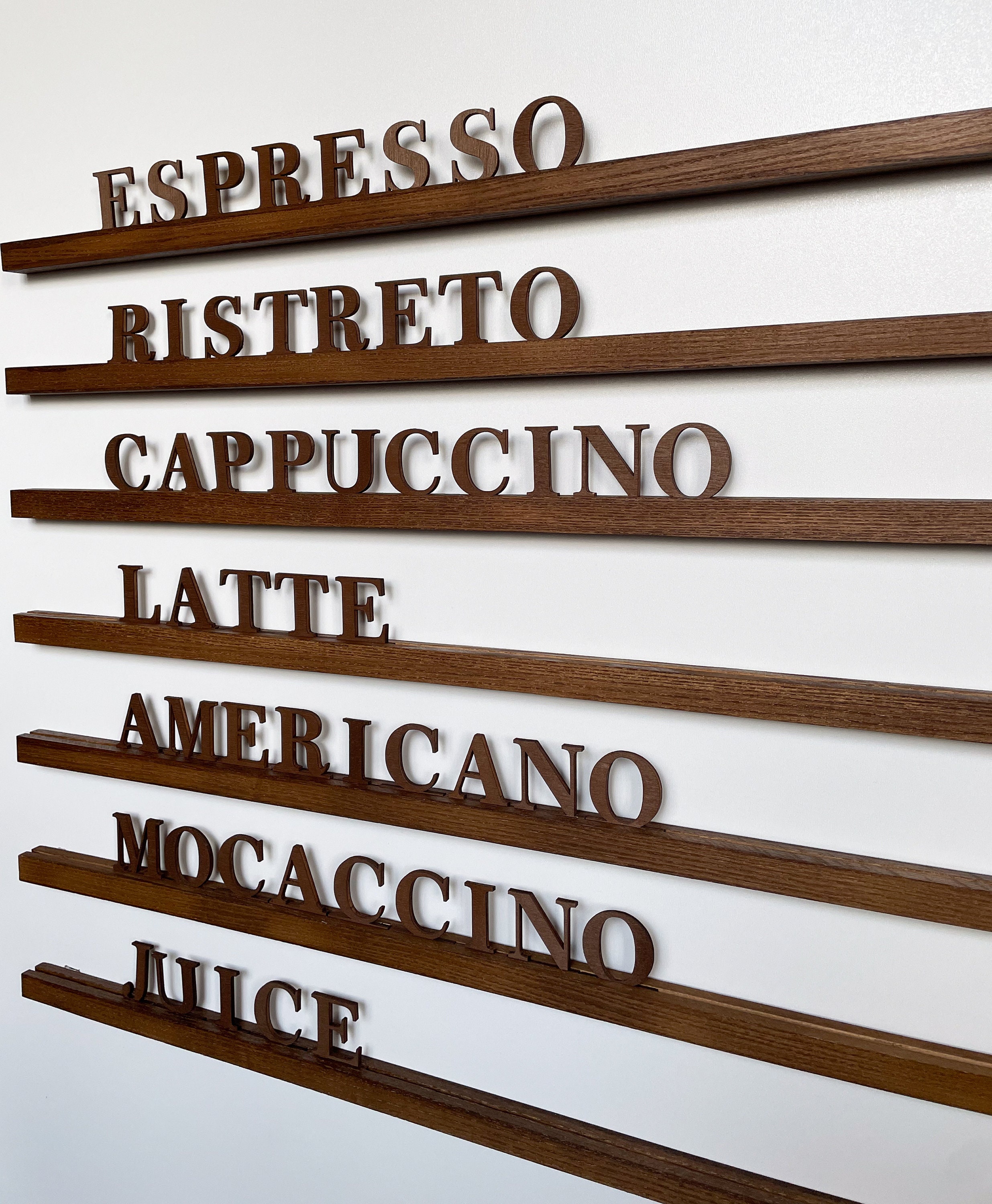 Wall Mounted Menu Rails With Changeable Letters, Wood Wall Menu Board ...