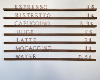 Menu Board, Wall Menu, Changeable Letter Board, Oak Menu Board, Cafe ...