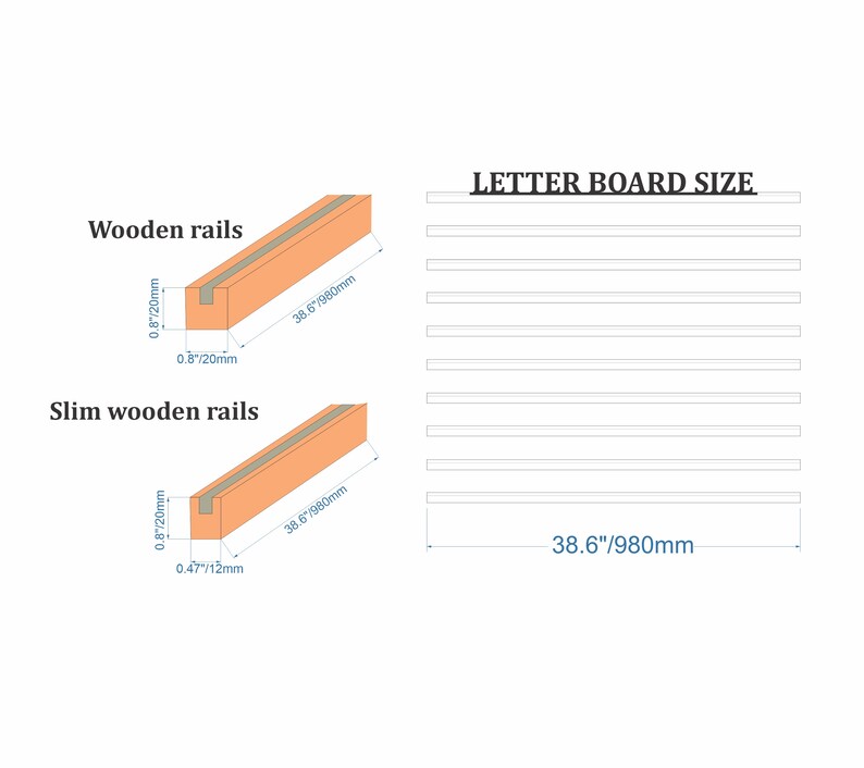 Wall Mounted Menu Rails With Changeable Letters, Wood Wall Menu Board ...