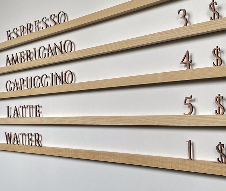 Coffee Shop Bar Sign, Wooden Letter Board, Cafe Menu Holder, Acrylic ...