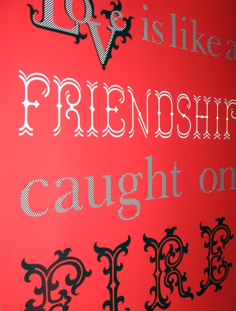 Fire Love Friendship Poster (red) - Etsy