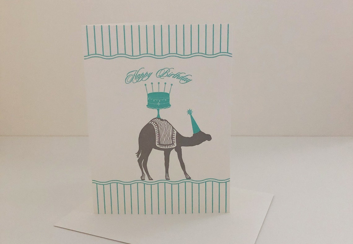 Letterpress Camel Birthday Card - Etsy