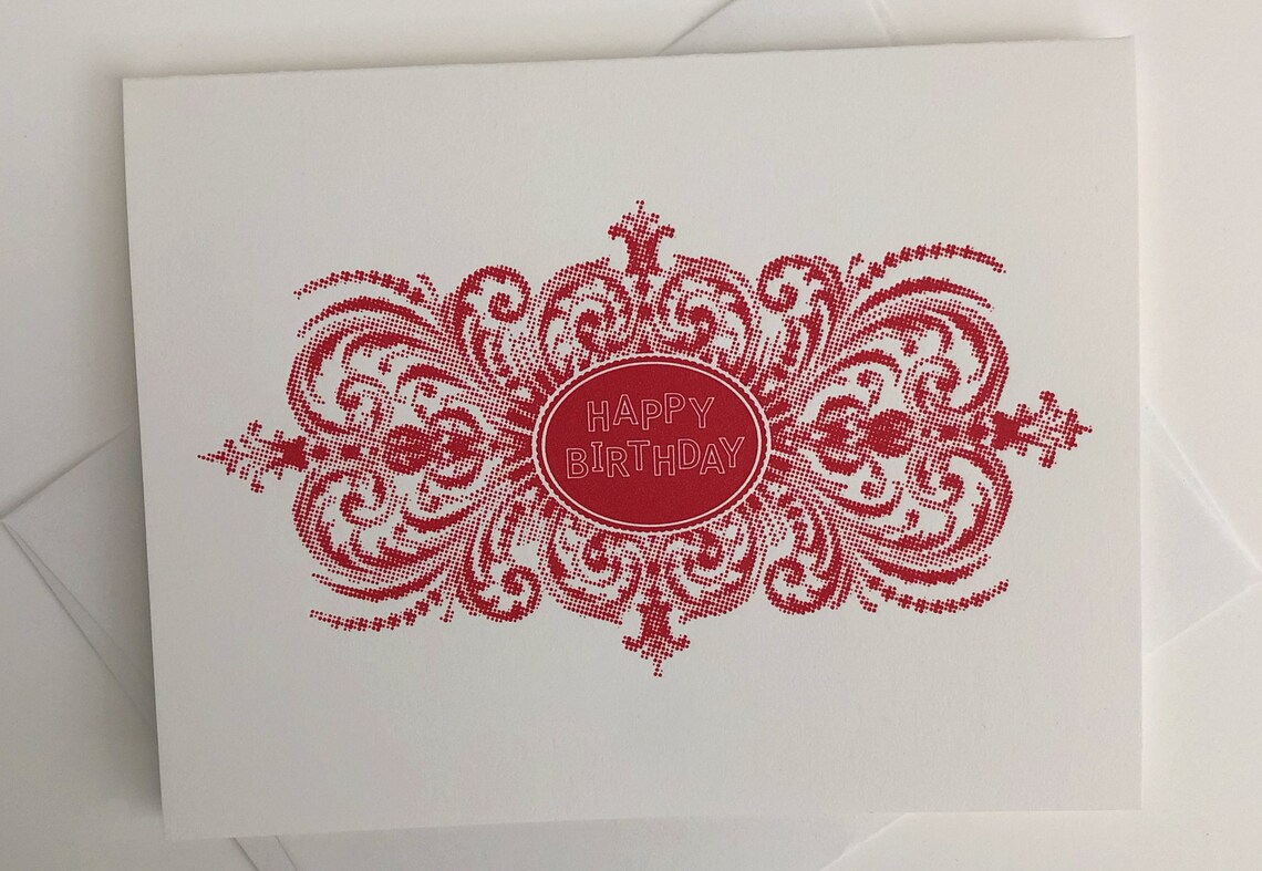 Arabesque Letterpress Birthday Card - Etsy
