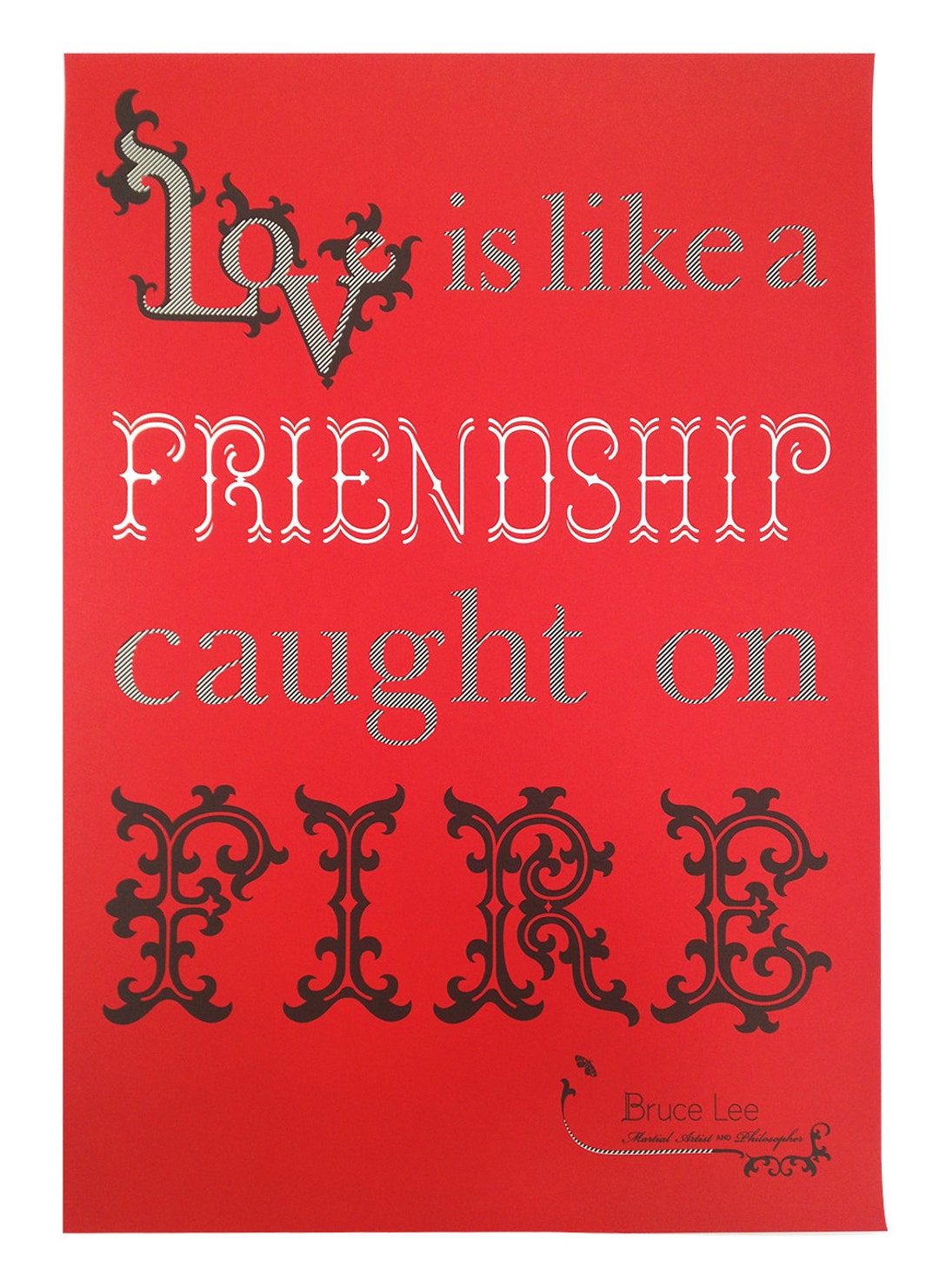 Fire Love Friendship Poster red - Etsy