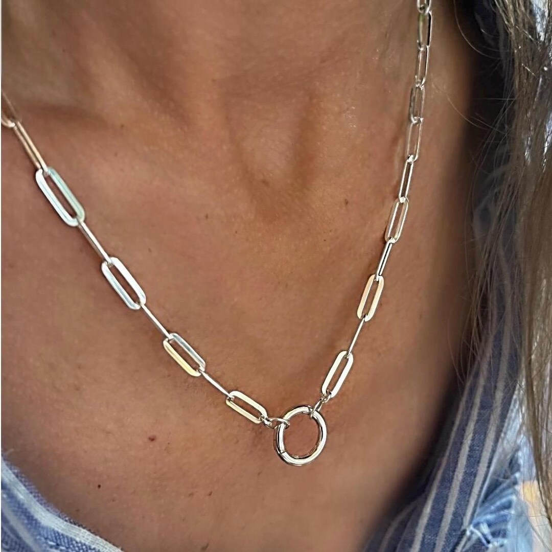 925 Charm Clasp Paperclip Chain Necklace | Sterling Silver | 4 X 11.5mm ...