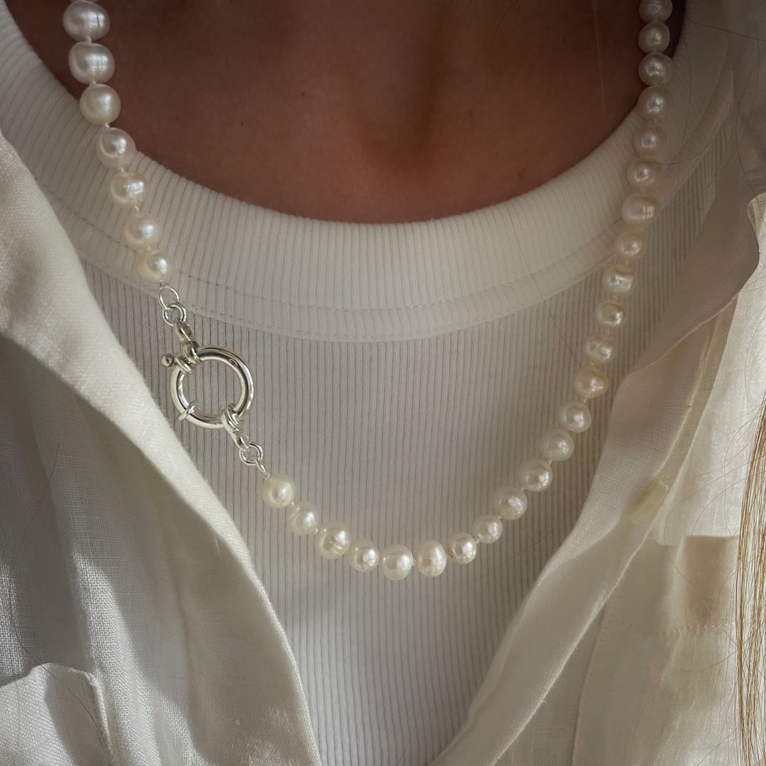Pearl Necklace Mariner Clasp | Optional Pearl Pendant | 925 Sterling ...