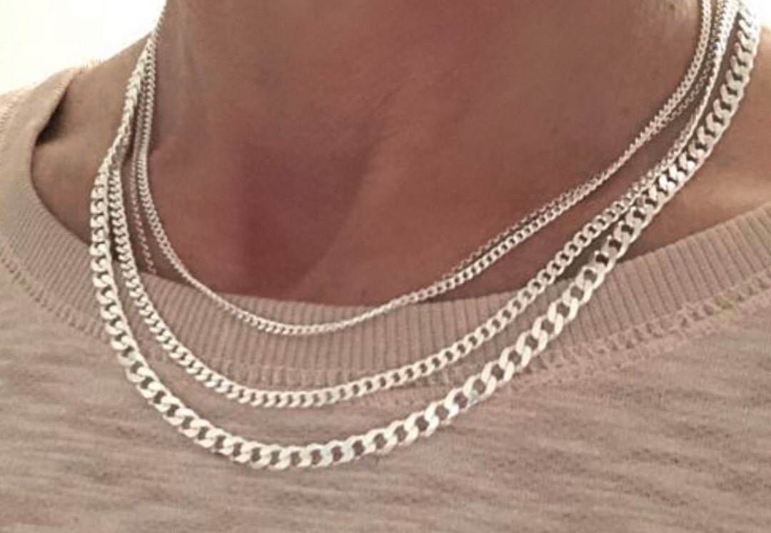 Silver Curb Chain Necklace 3 Width Options 925 Sterling Silver - Etsy