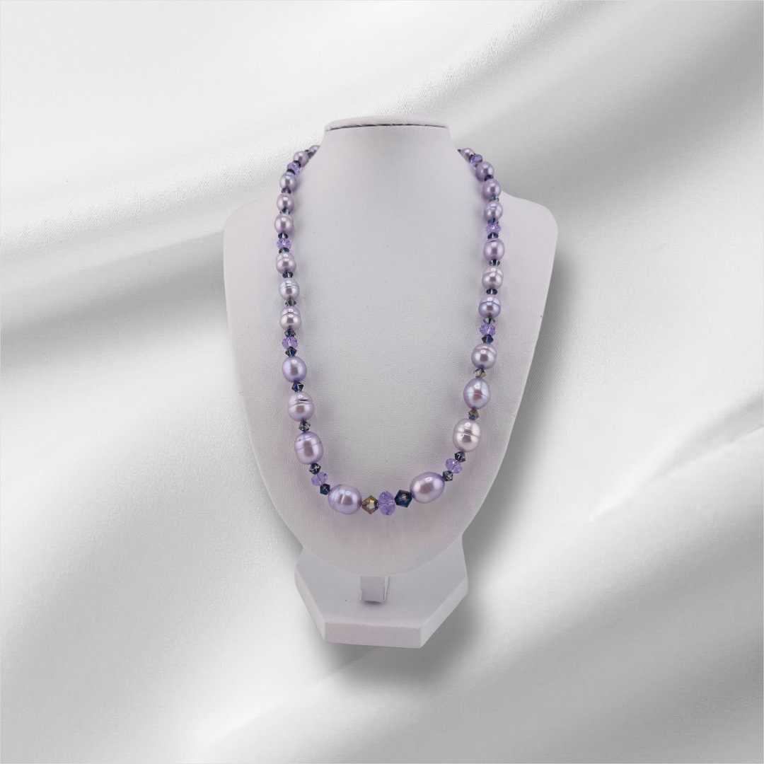 Freshwater Pearl Necklace, Purple, Lilac Pearls, Genuine Pearl Necklace ...