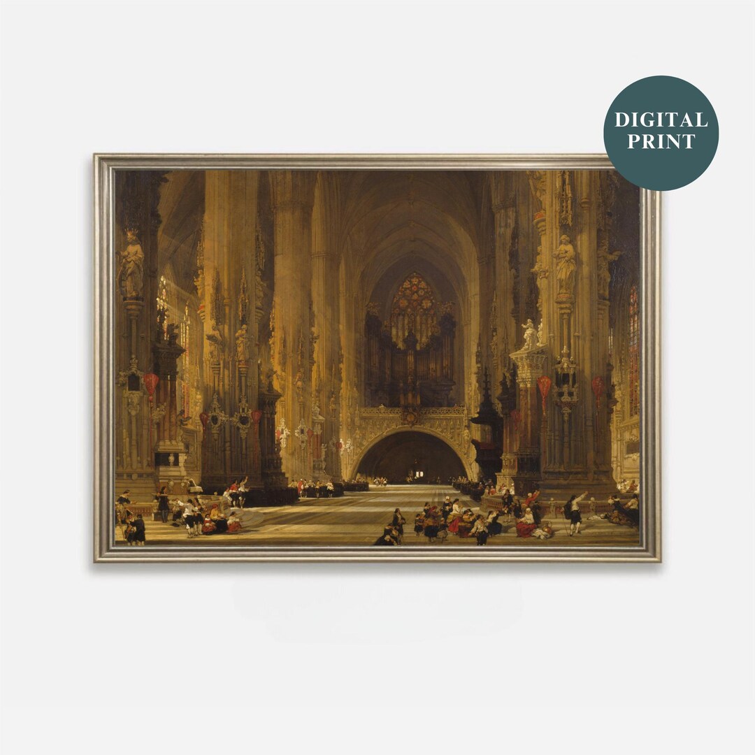 Vintage Cathedral Interior Art Print: Vienna Church Decor (digital ...