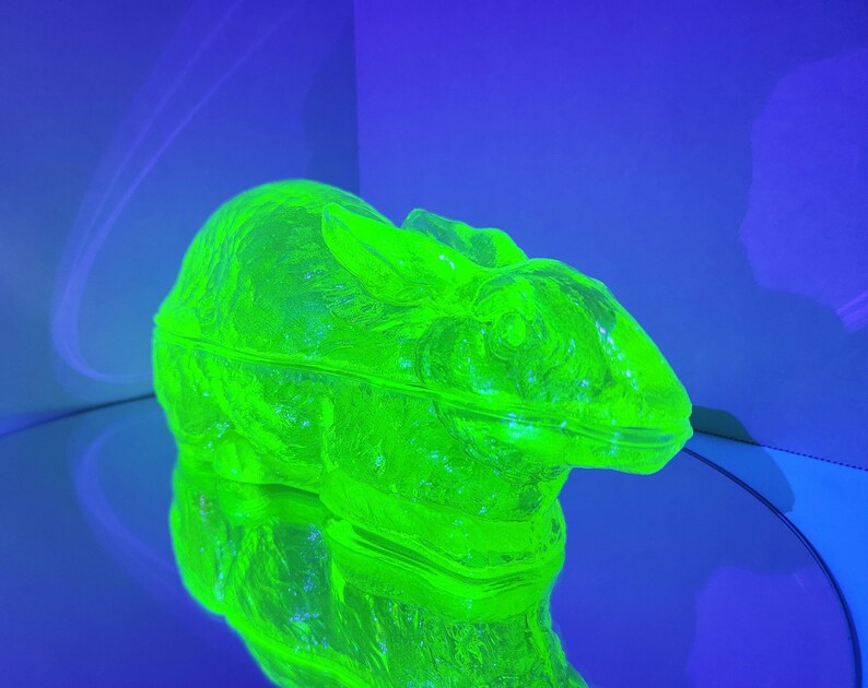 Imperial Vaseline Glass Rabbit Dish 1950's - Etsy