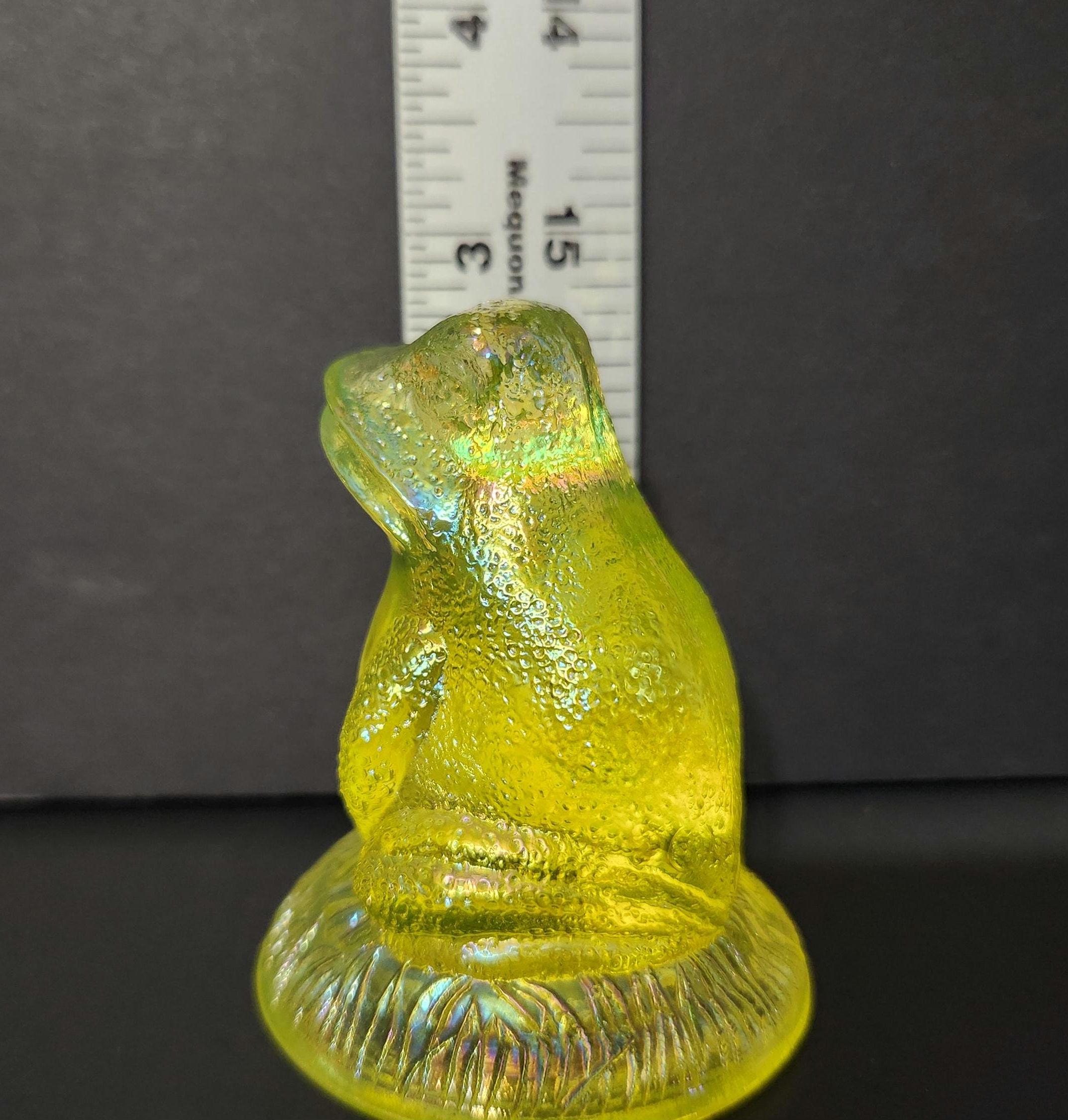 Summit Irridescent Vaseline Glass Frog - Etsy