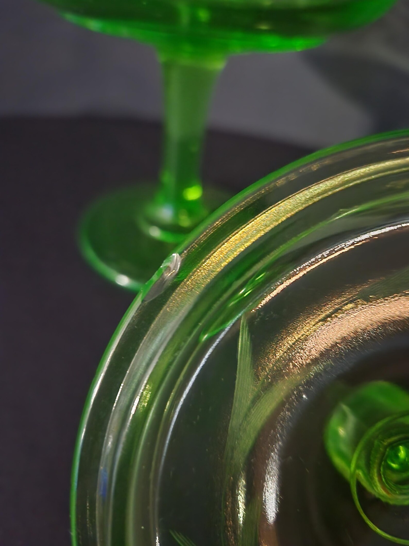 Etched Uranium Glass Candy Dish With Lid - Etsy