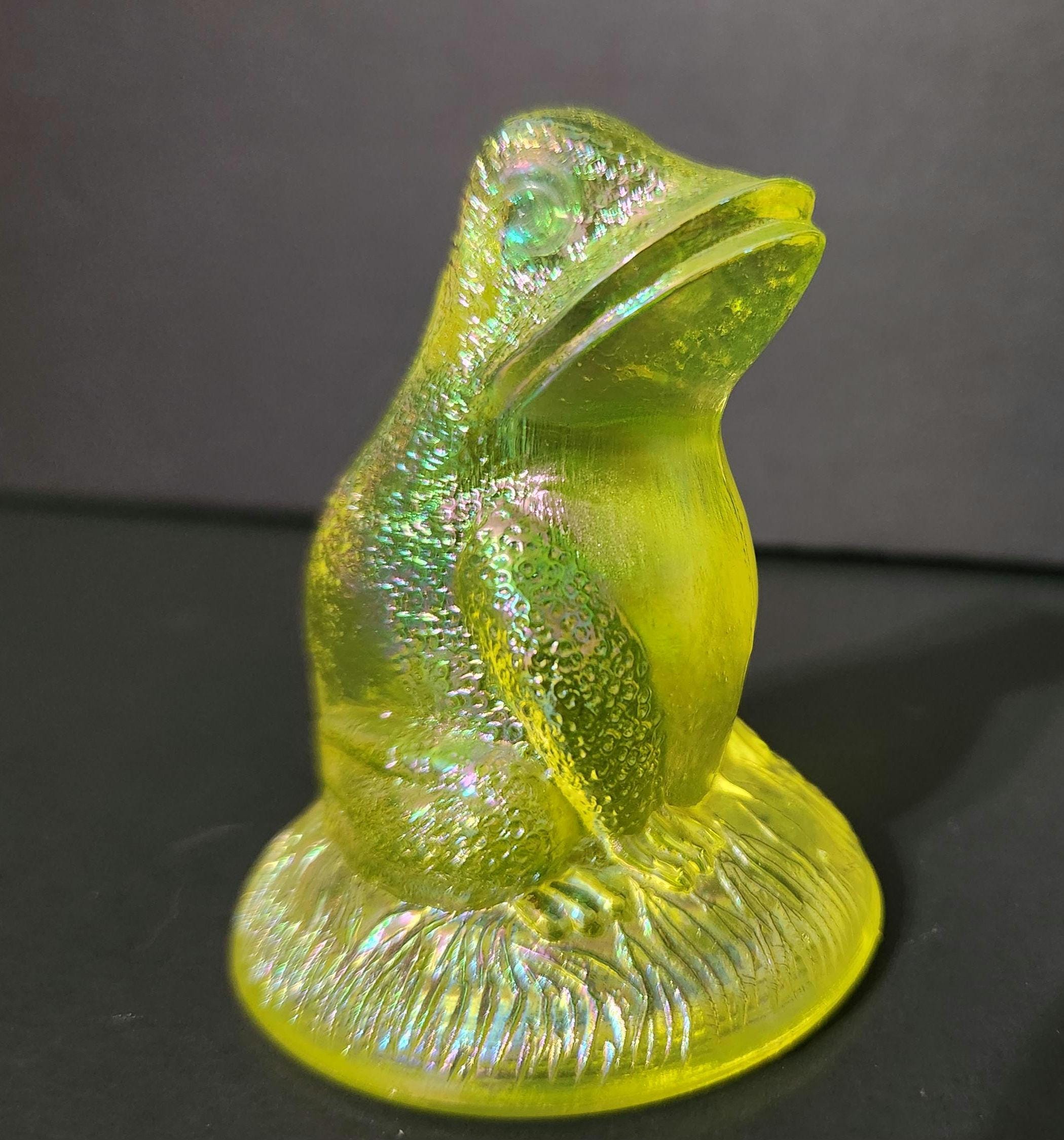 Summit Irridescent Vaseline Glass Frog - Etsy