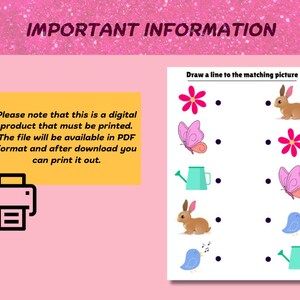 Printable Matching Worksheets for Girls, Children - Colorful - 26 Pages ...