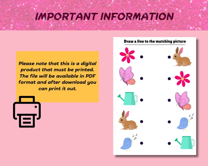 Printable Matching Worksheets for Girls, Children - Colorful - 26 Pages ...