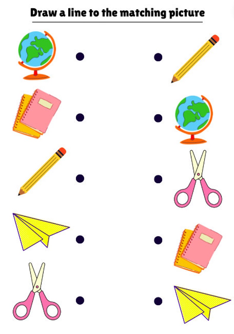 Printable Matching Worksheets for Girls, Children - Colorful - 26 Pages ...