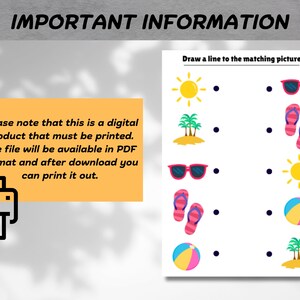 Printable Matching Game Learning Worksheets - Summer Fun Workbook for ...