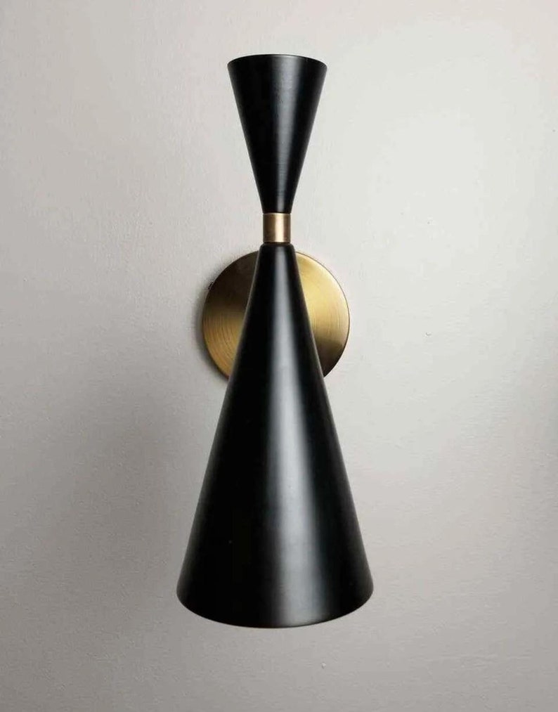 Mid-century Modern Brass Wall Sconce Set: Adjustable Monolith Lamp ...