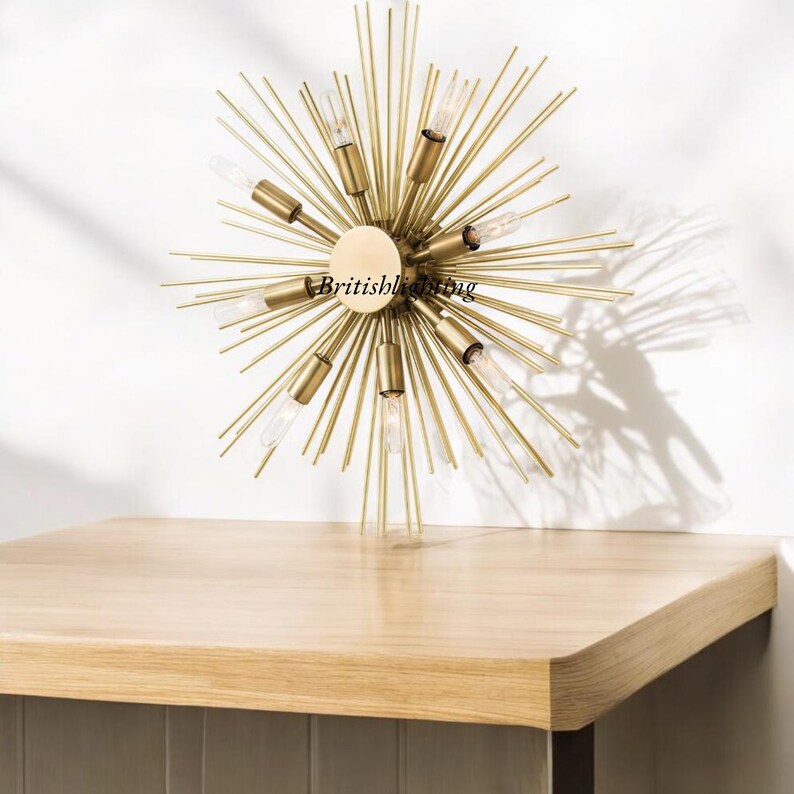 Brass Modern Design Sun Wall Lighting, Art Deco Handmade Wall Lamp ...