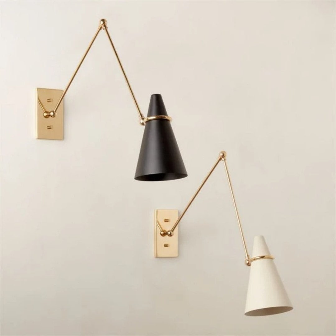 Mid Century Modern Brass Wall Sconce: Handmade Adjustable Lighting ...