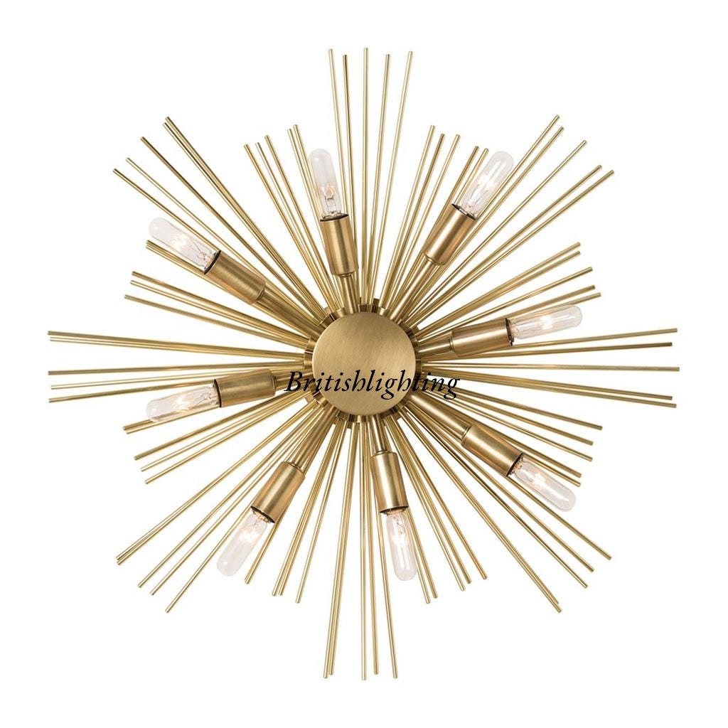 Brass Modern Design Sun Wall Lighting, Art Deco Handmade Wall Lamp ...