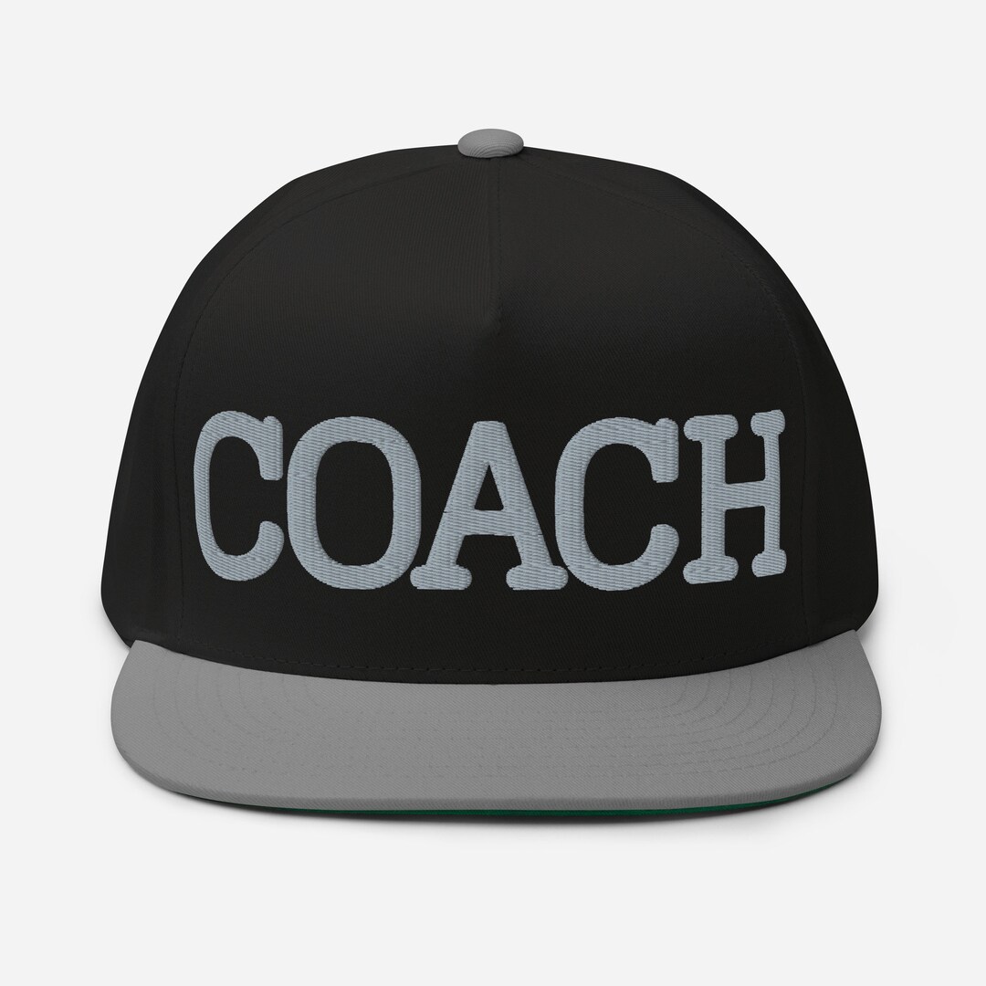COACH Hat Embroidered 3D Puff FLAT Bill Cap, School Coach, Spirit Wear ...