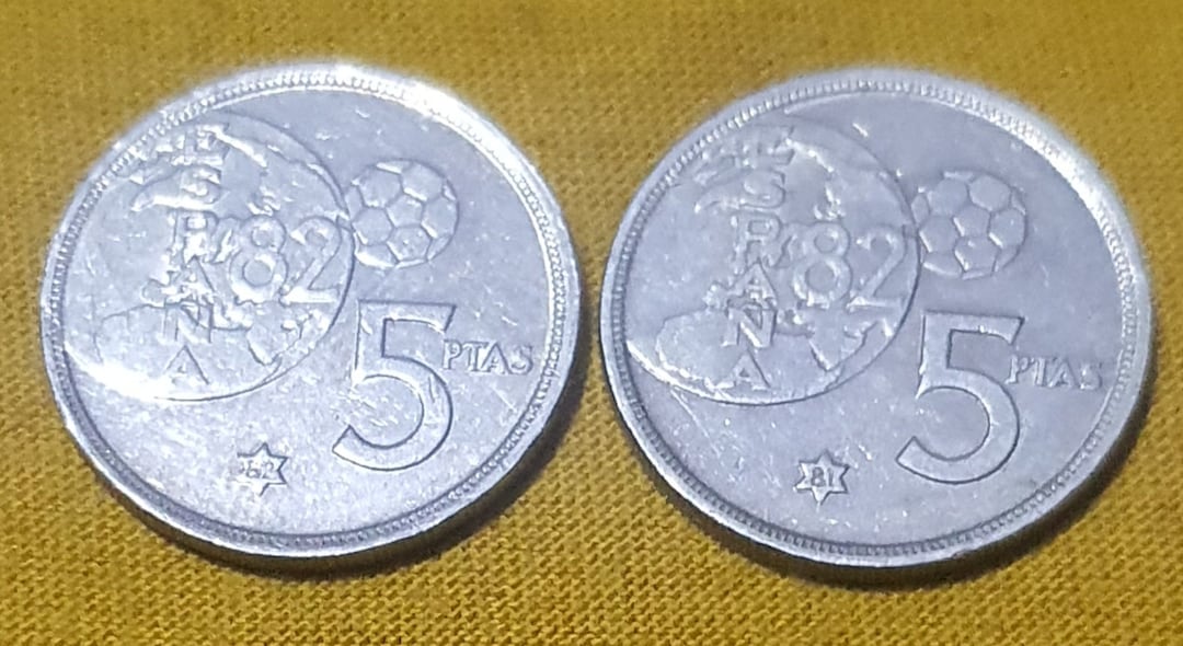 5 Ptas 1980, World Cup 1982, Juan Carlos I, 2 Coins, Pesetas, Coin From ...