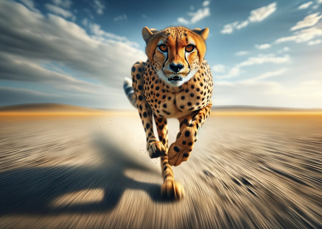 Magnificent Cheetah Running Front View - Digital Download - Animals ...