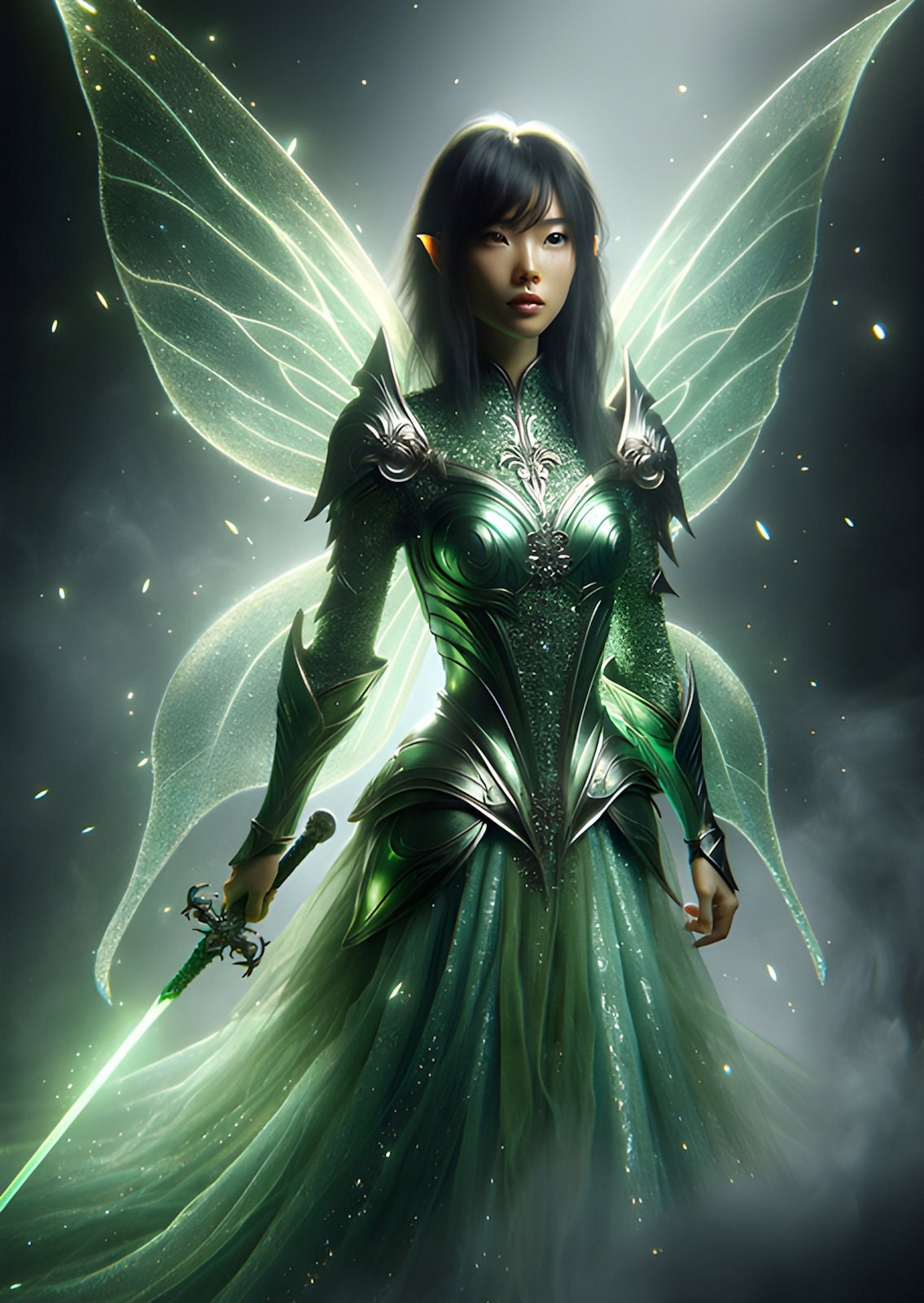 Warrior Fairy in Green Armor 01 - Digital Download - Fairies - Fantasy ...
