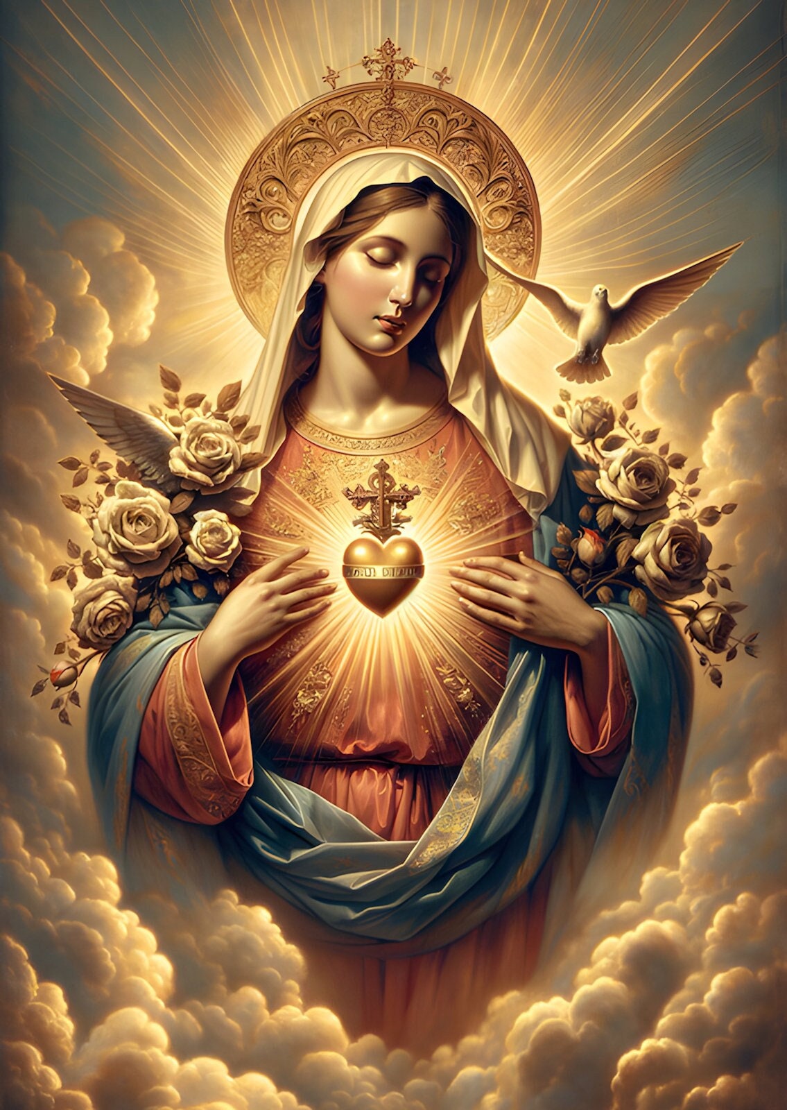 Sacred Heart of Mary 05 - Digital Download - Religious - Mary - 300 Dpi ...