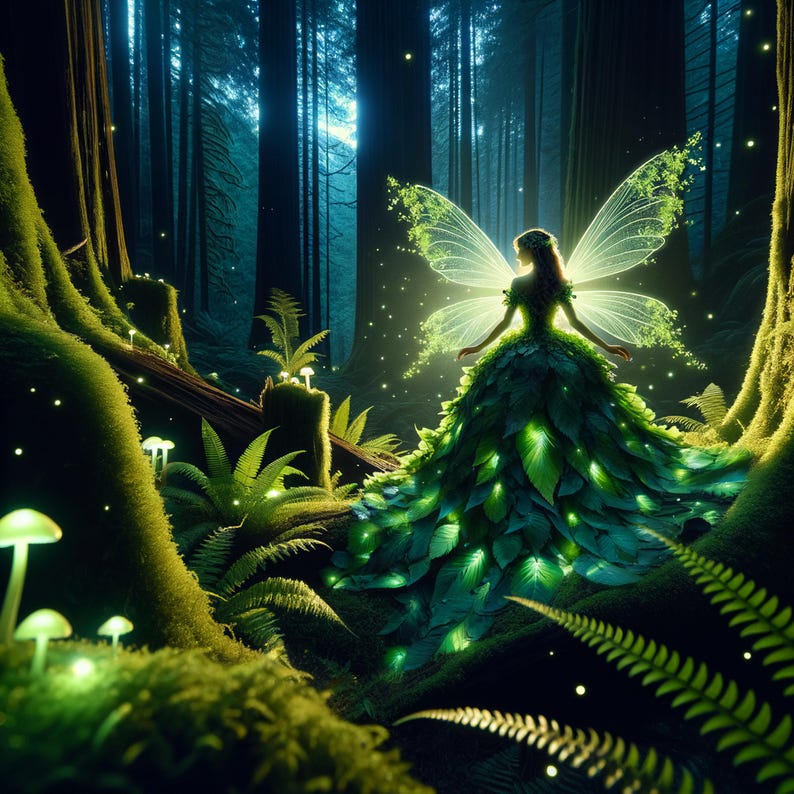 Green Forest Fairy Digital Download Fairies Fantasy 300 Dpi Size Square ...