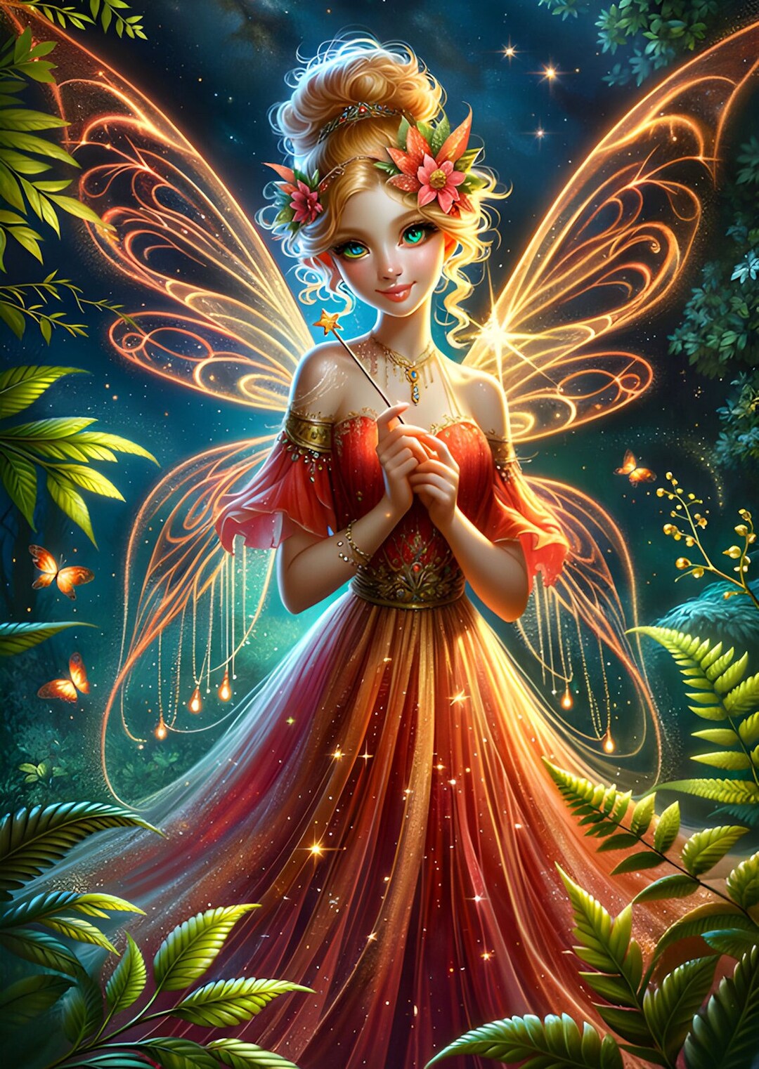 Red Fairy - Digital Download - Fairies - Fantasy - 300 Dpi - Sizes ...