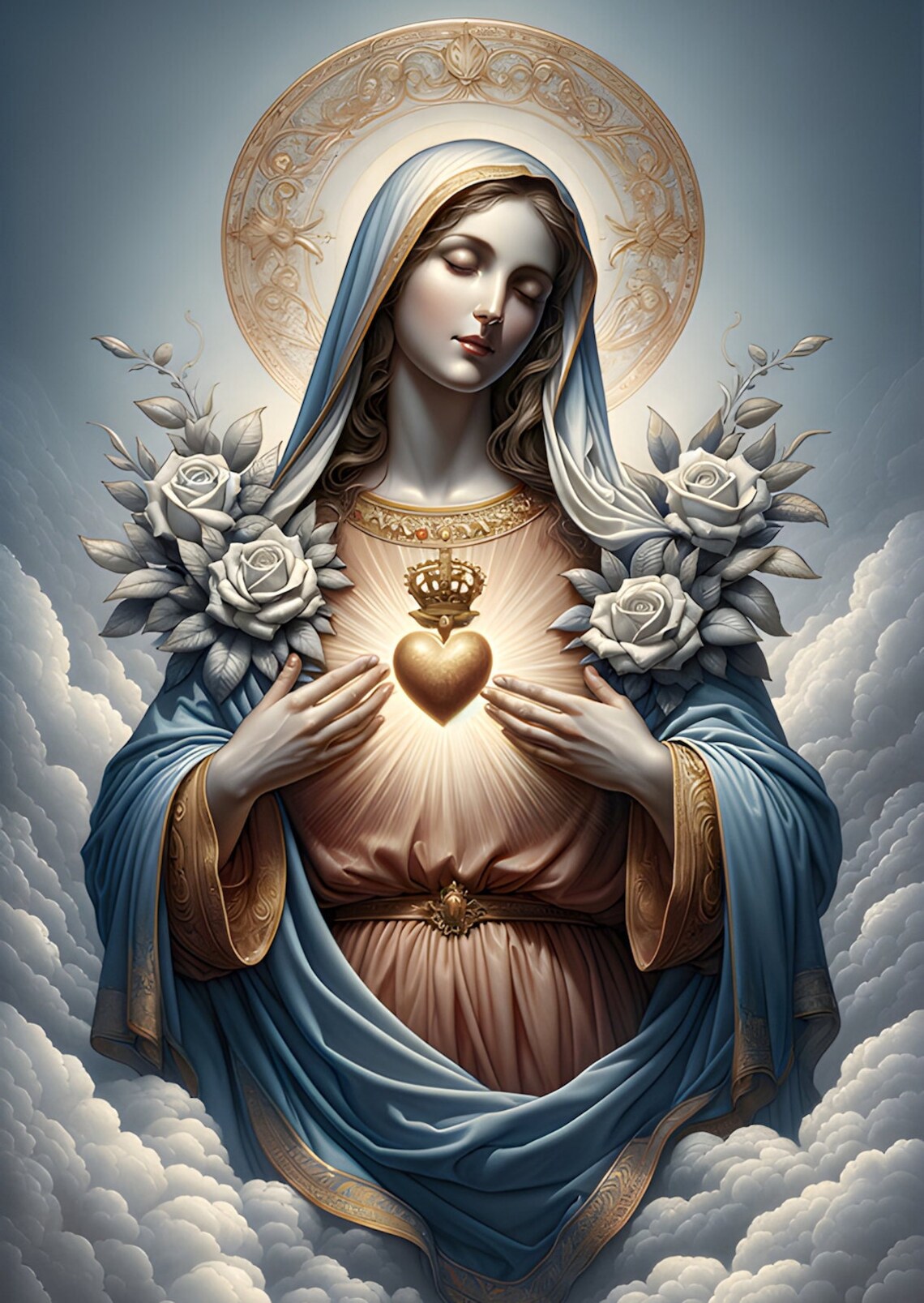 Sacred Heart of Mary 09 - Digital Download - Religious - Mary - 300 Dpi ...