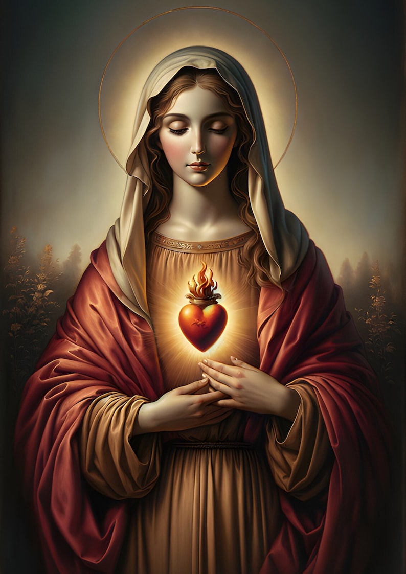 Sacred Heart of Mary 08 A4 Size Print - Etsy