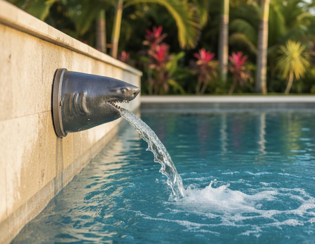 Shark Water Feature Spillway – Shark Head Pool Fountain Scupper for ...
