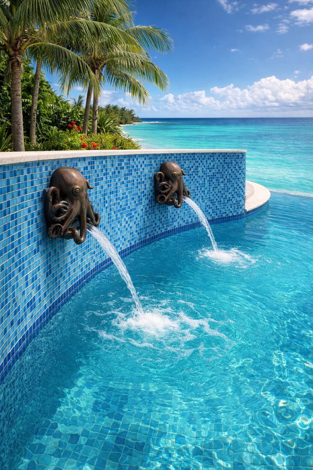 Octopus Pool Scupper Spillway: Hand-finished Metallic Water Feature - Etsy