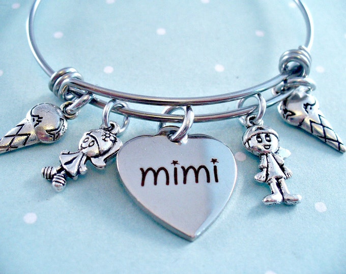 Mimi Stainless Steel Bangle Bracelet, Customize Boy and Girl Charm ...