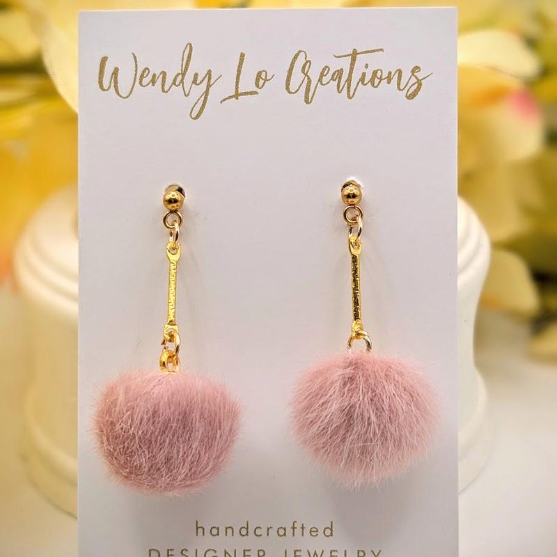 Pompom Stud Earrings - Etsy UK