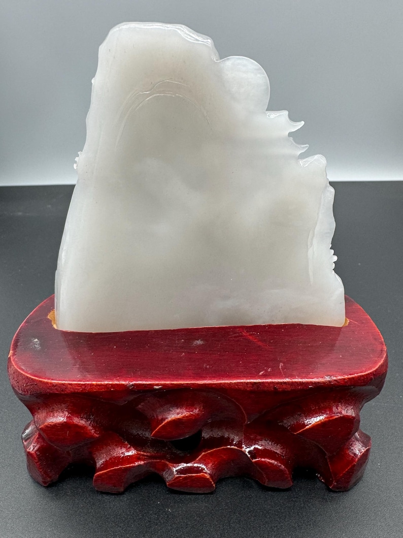 Certified Nephrite Jade Landscape Statue: White & Light Purple - Etsy