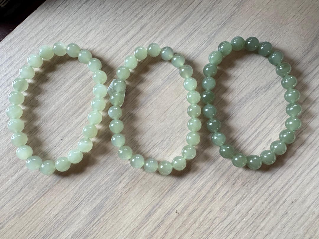 Certified Light Green Nephrite Jade Bracelet - 8mm - Etsy