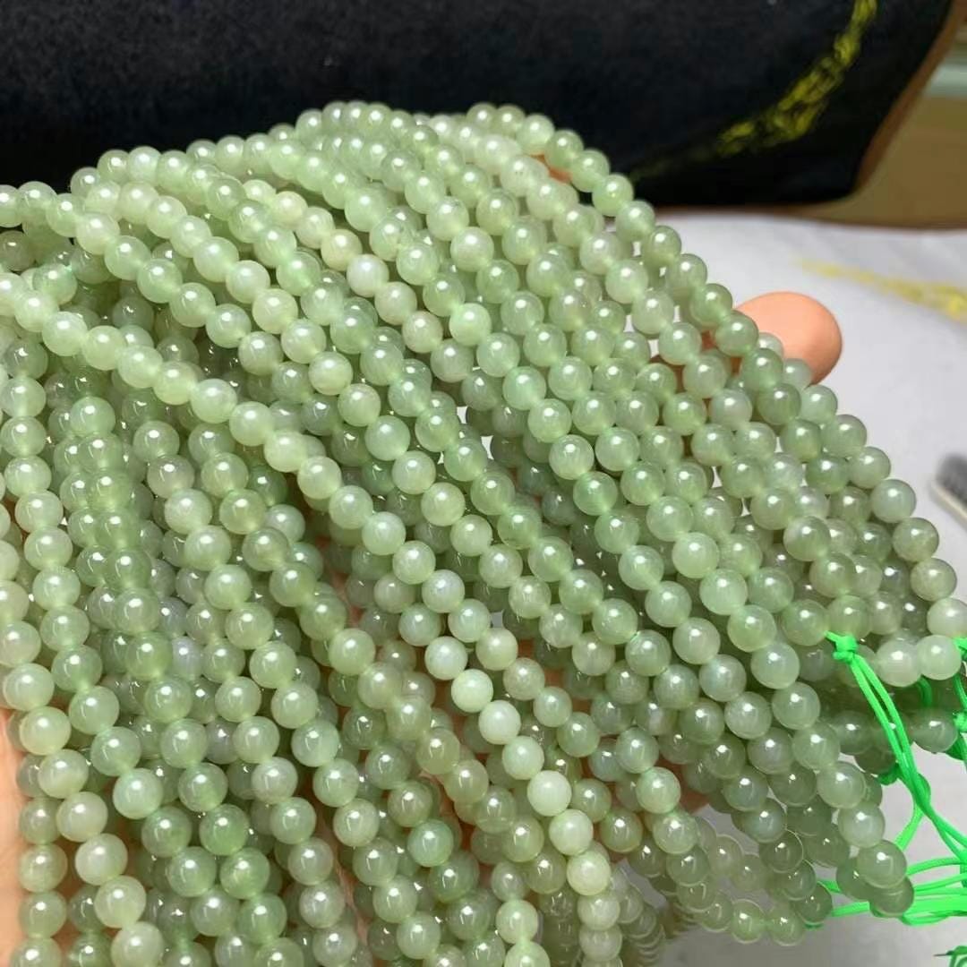 5mm Light Green Nephrite Jade Beads: DIY Necklace Bracelet (62cm Strand ...