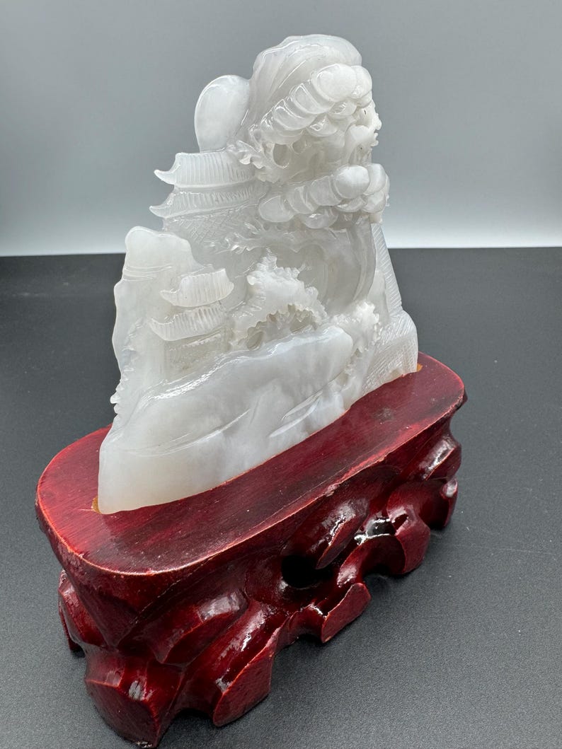 Certified Nephrite Jade Landscape Statue: White & Light Purple - Etsy
