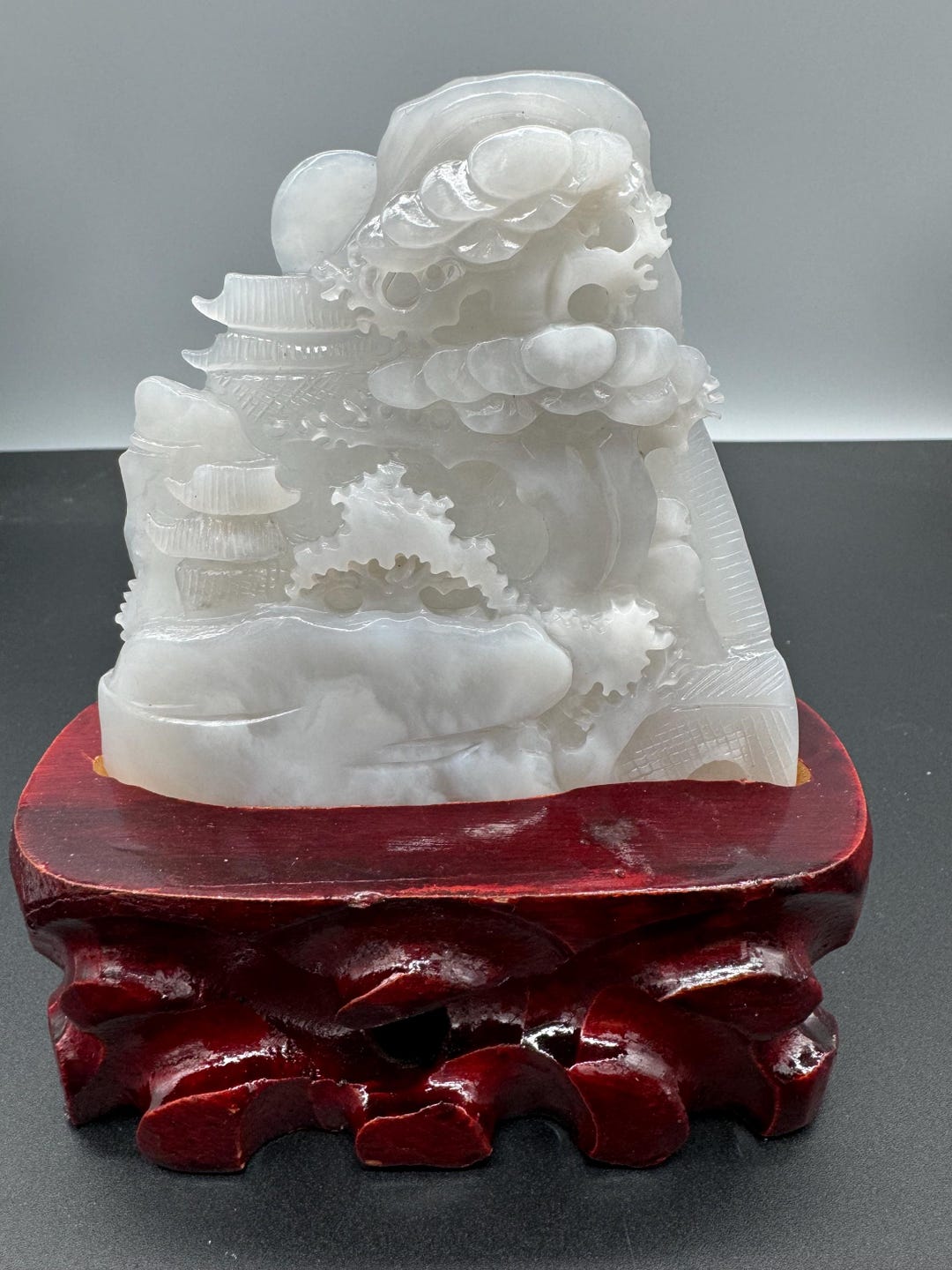 Certified Nephrite Jade Landscape Statue: White & Light Purple - Etsy